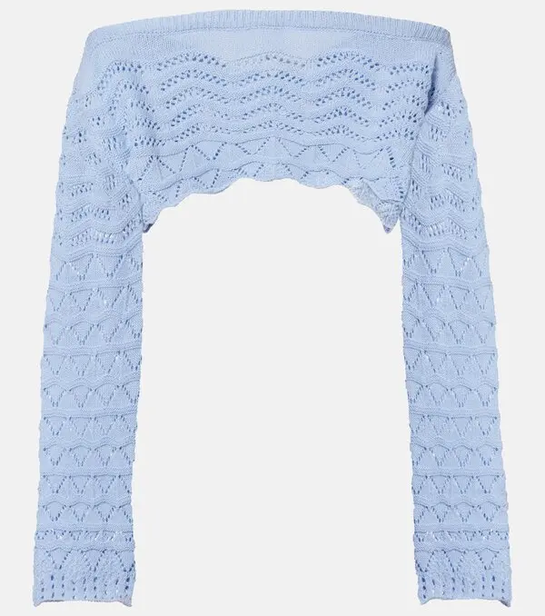 BANANHOT Helena Crochet Cotton-blend Crop Top - Blue