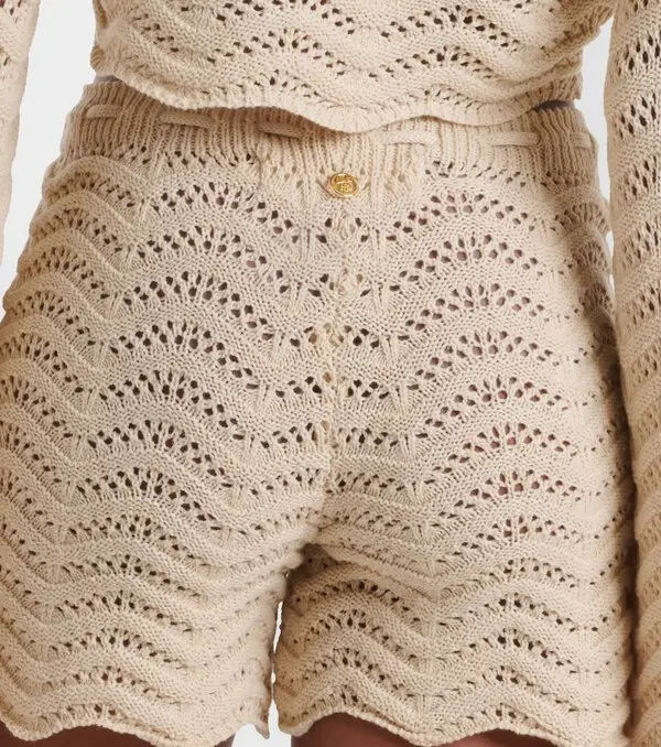 BANANHOT Kim Crochet Cotton-blend Shorts - Beige