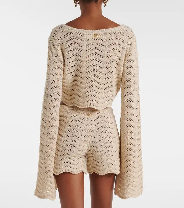 BANANHOT Kim Crochet Cotton-blend Shorts - Beige