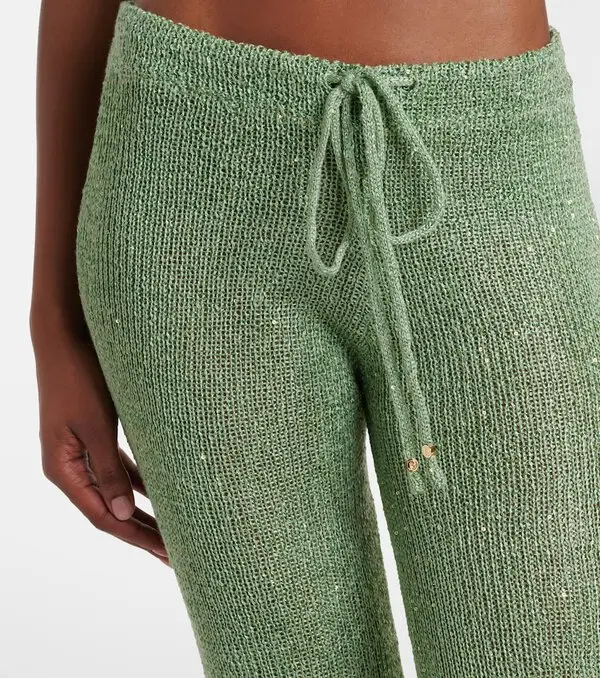 BANANHOT Liz Sequin Flared Trousers - Green