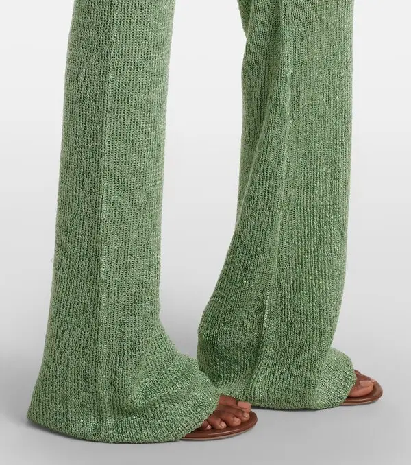BANANHOT Liz Sequin Flared Trousers - Green