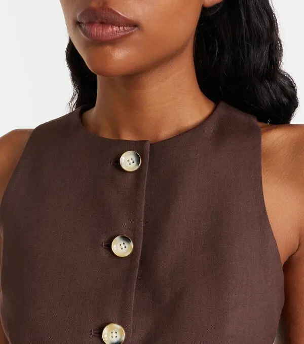 Veronica Beard Hartwell Linen-blend Twill Vest