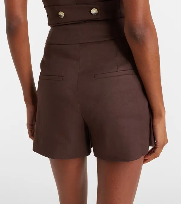 Veronica Beard Haina Linen-blend Twill Shorts - Brown