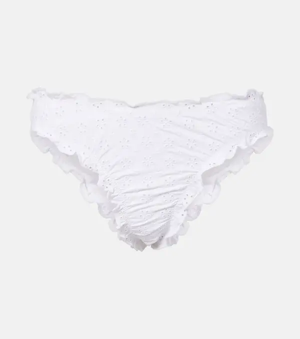 Polo Ralph Lauren Broderie Anglaise Ruffled Bikini Bottoms - White