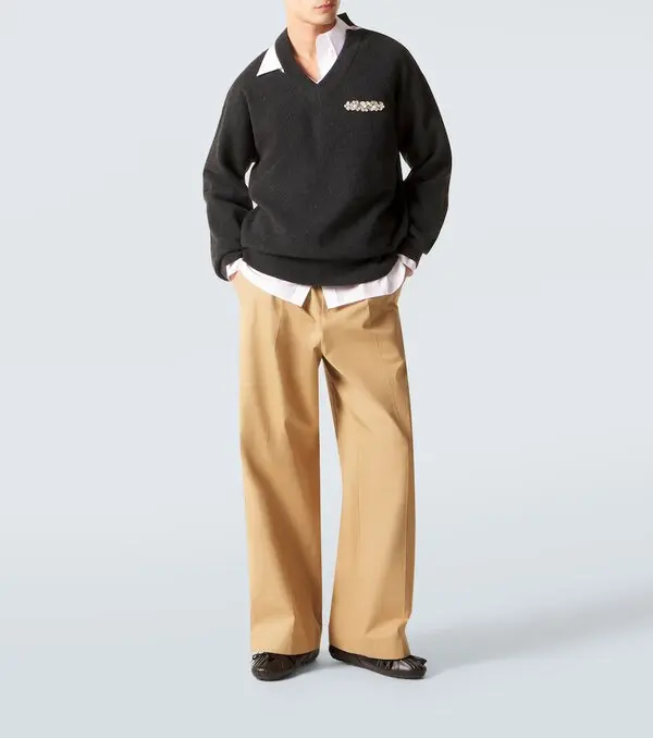 Simone Rocha Cutout Embellished Wool-blend Sweater