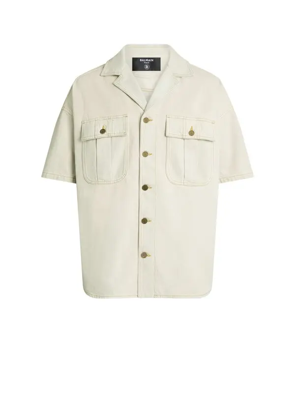 Balmain Faded Denim Overshirt - Beige