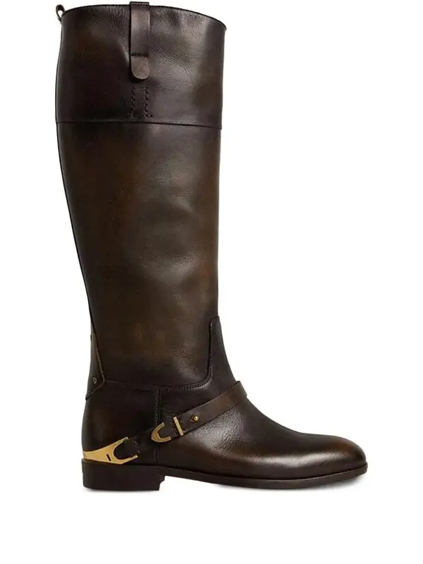 GOLDEN GOOSE Charlie Distressed Leather Boots With Accessories