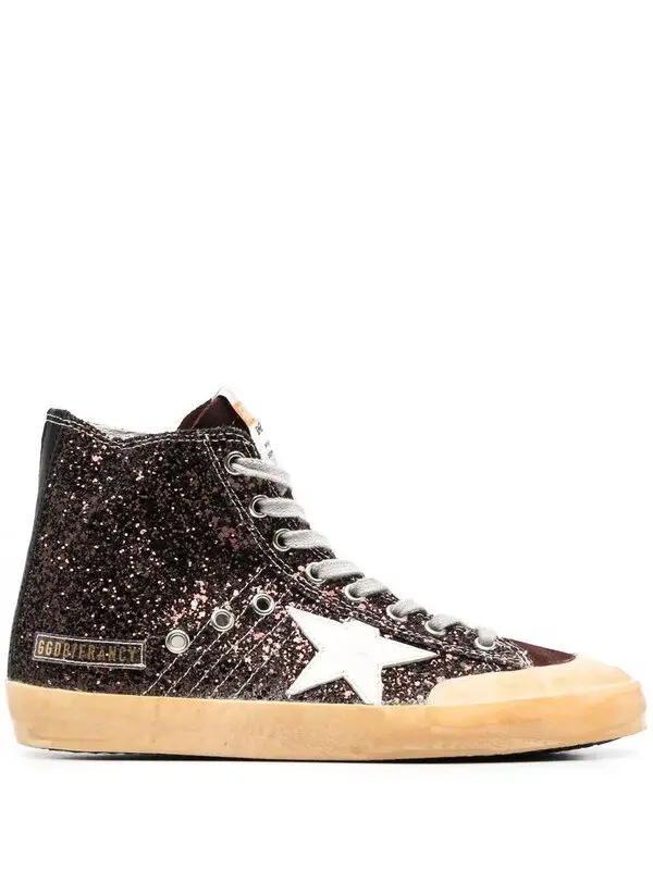 GOLDEN GOOSE Francy Penstar Glitter High-top Sneakers - Brown