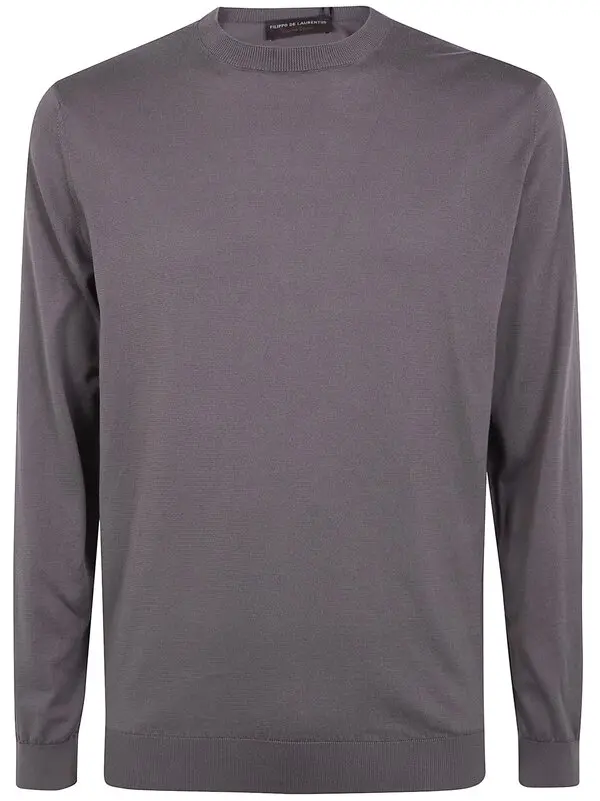 FILIPPO DE LAURENTIIS Long Sleeves Round Neck Sweater - Gray