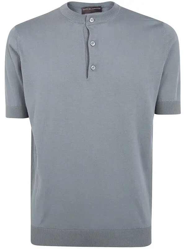 FILIPPO DE LAURENTIIS Serafino Short Sleeve Cotton Sweater - Gray