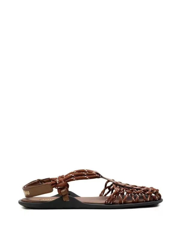 Miu Miu Rope Detail Flat Sandals - Brown