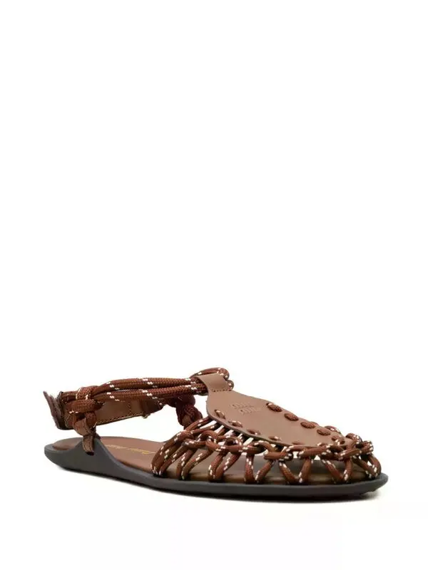 Miu Miu Rope Detail Flat Sandals - Brown