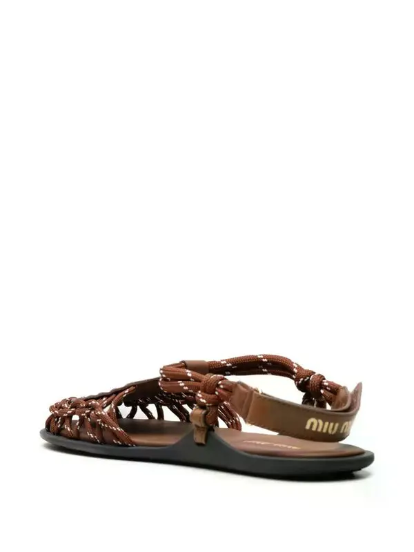 Miu Miu Rope Detail Flat Sandals - Brown