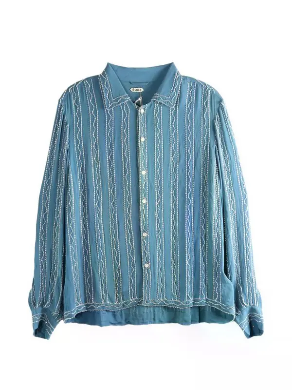 BODE Beaded Sea Stripe Shirt - Blue