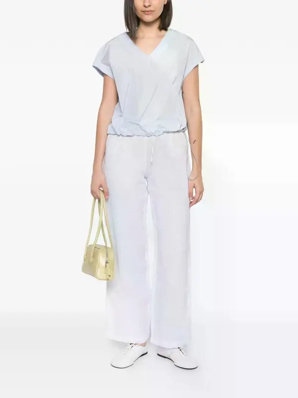 Herno Drawstring-hem V-neck Top - Blue