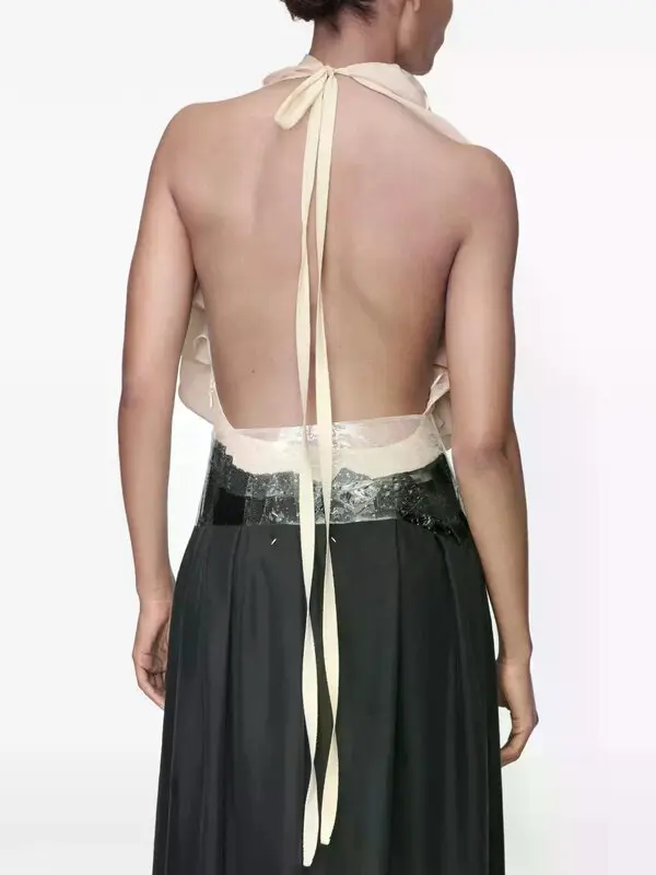 MAISON MARGIELA Ruffled Halter Top - Neutrals