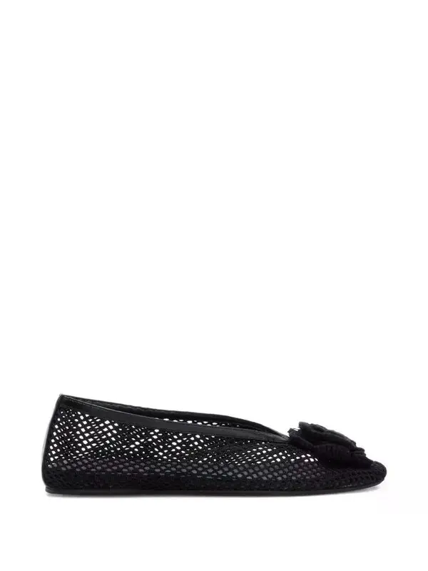 GANNI Jenny Ballerinas In Mesh With Floral Detail - Black