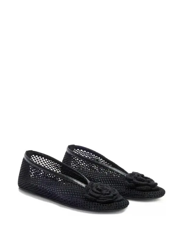 GANNI Jenny Ballerinas In Mesh With Floral Detail - Black