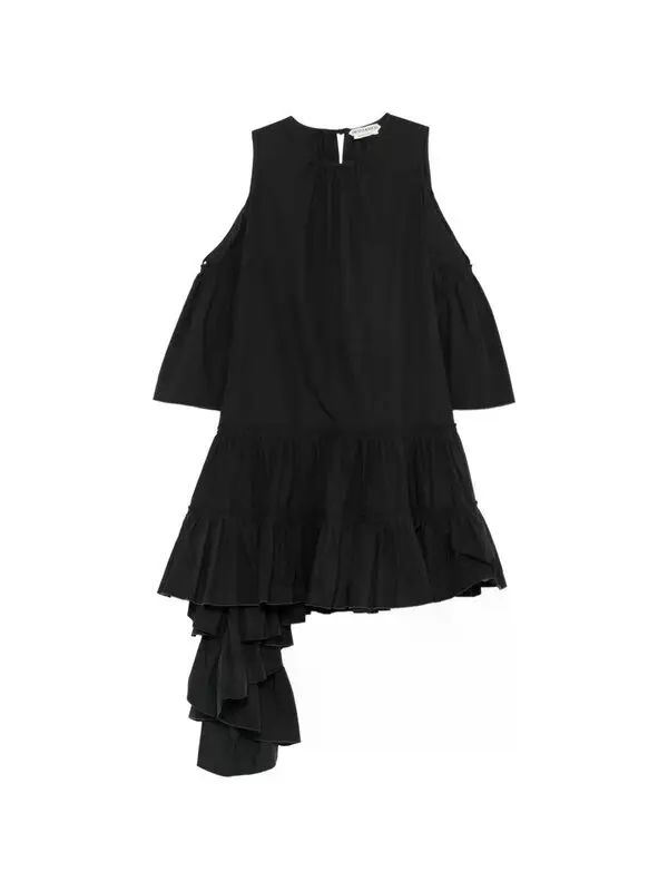 JW Anderson Cold-shoulders Ruffled Asymmetric Dress - Black