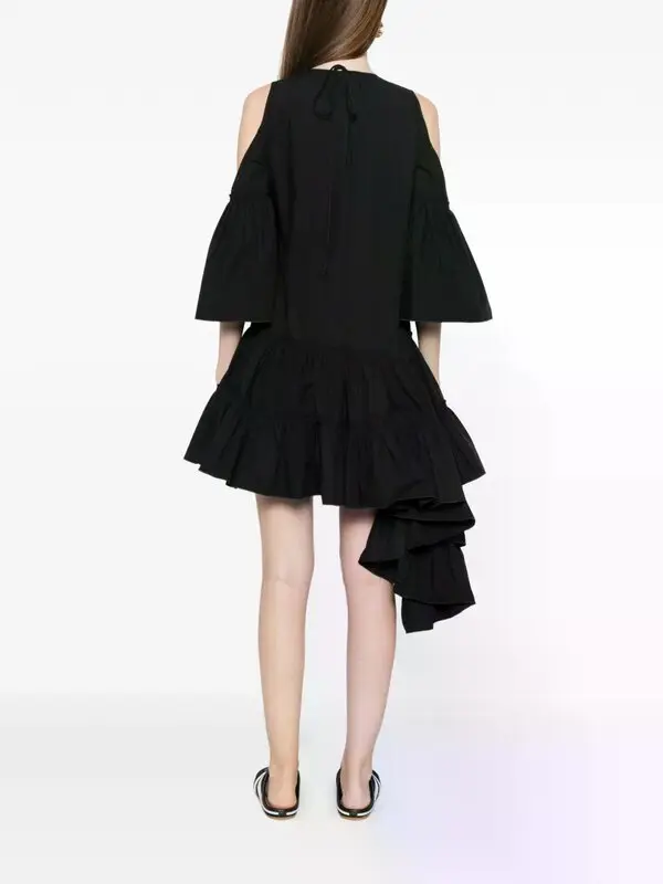 JW Anderson Cold-shoulder Ruffled Dress - Black
