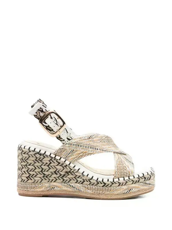 CAFÈNOIR Woven Crossover Espadrille Wedges