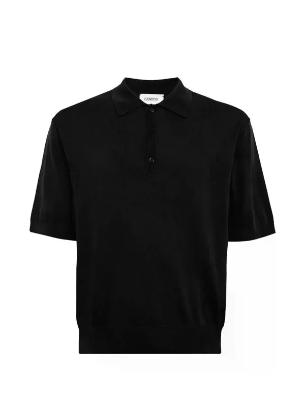 LANEUS Short-sleeve Knitted Polo Shirt - Black