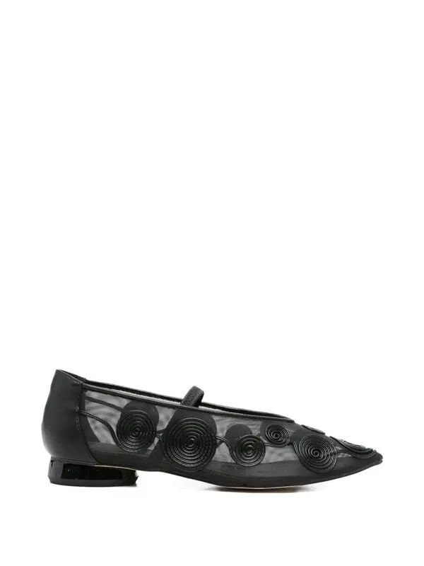 CAFÈNOIR Spiral-appliqué Ballet Flats