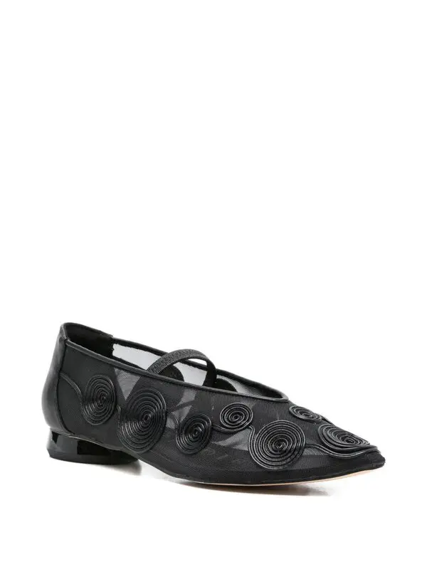 CAFÈNOIR Spiral-appliqué Ballet Flats