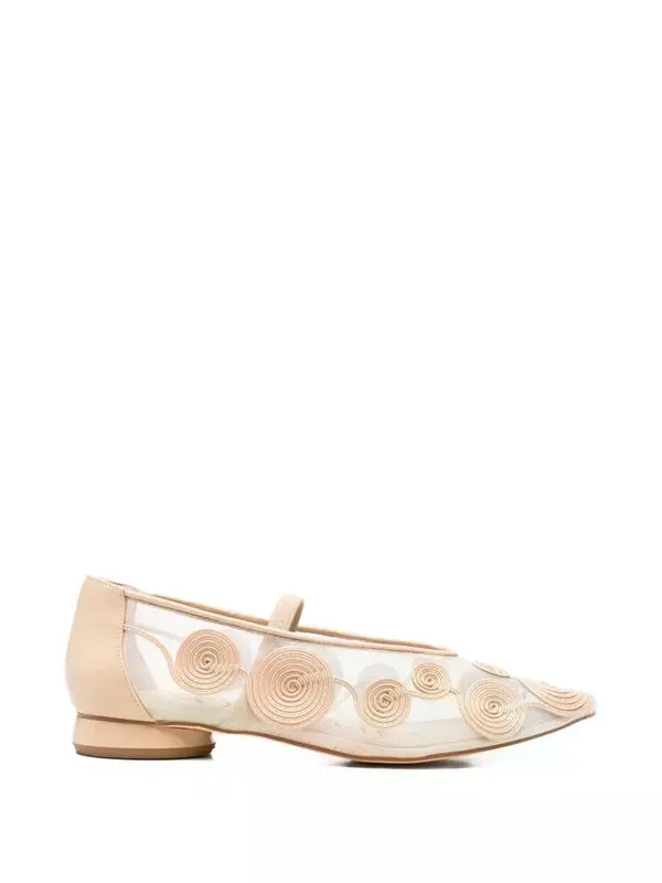 CAFÈNOIR Spiral-embroidered Ballet Flats