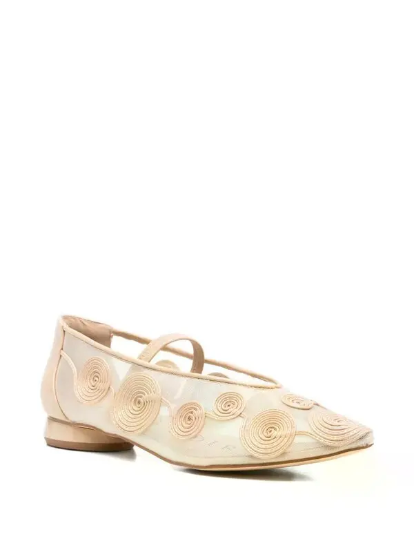 CAFÈNOIR Spiral-embroidered Ballet Flats