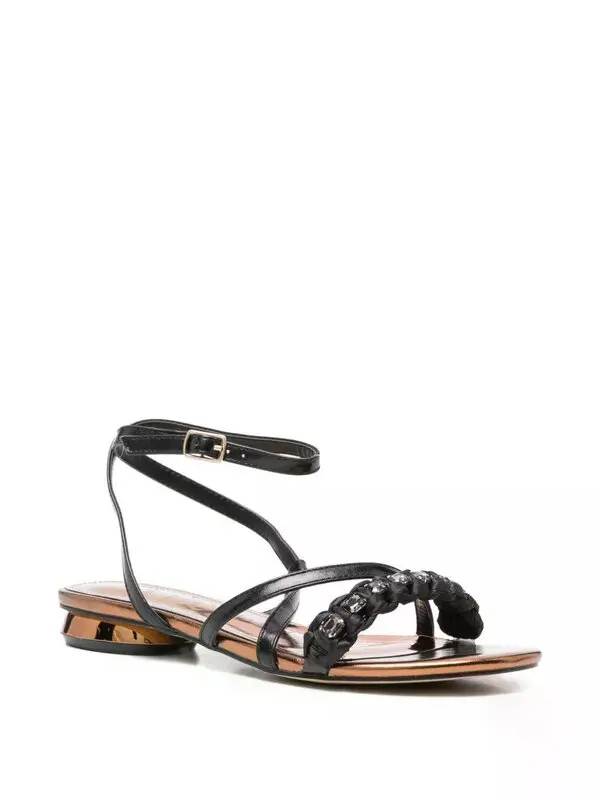 CAFÈNOIR Crystal-embellished Braided Sandals