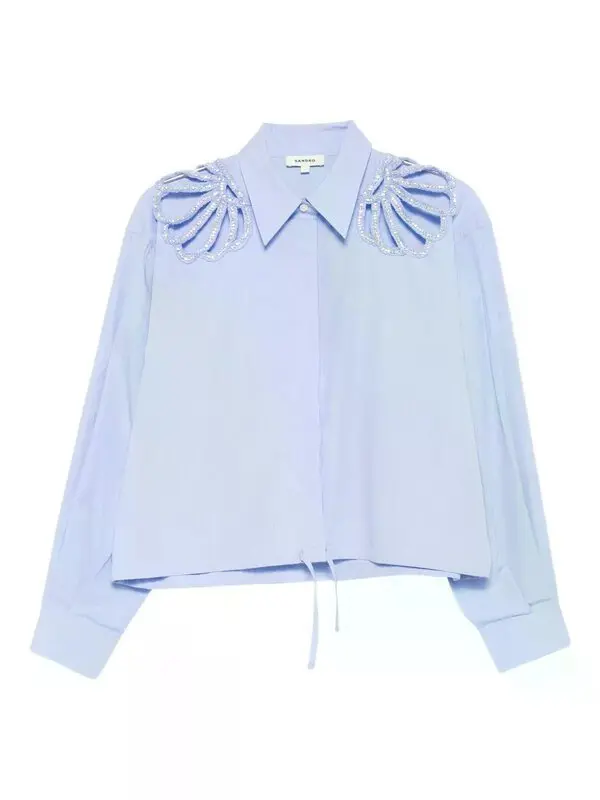 Sandro Embellished Cotton Shirt - Blue