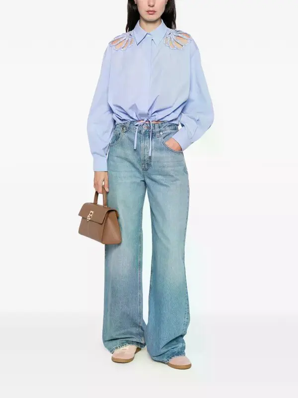 Sandro Embellished Cotton Shirt - Blue