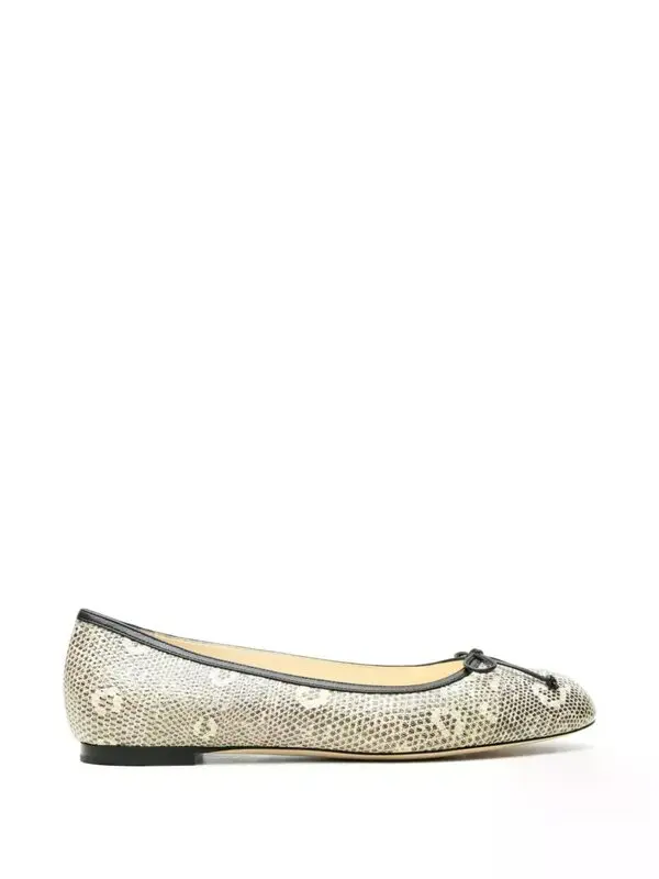 Manolo Blahnik Snakeskin-effect Bow Ballet Flats - Neutrals