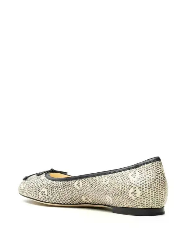 Manolo Blahnik Snakeskin-effect Bow Ballet Flats