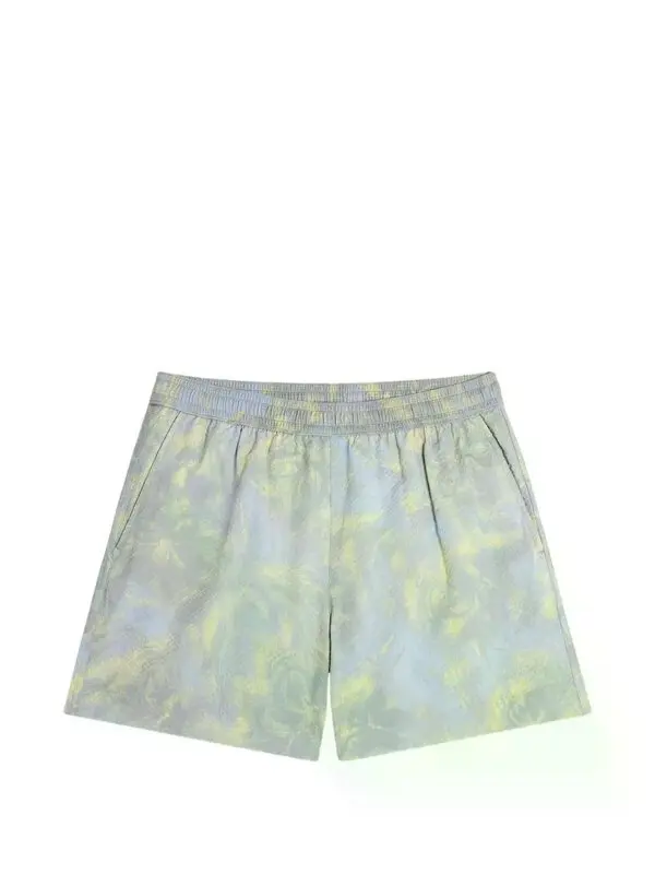 Maison Kitsuné Floral-print Seersucker Swim Shorts - Blue