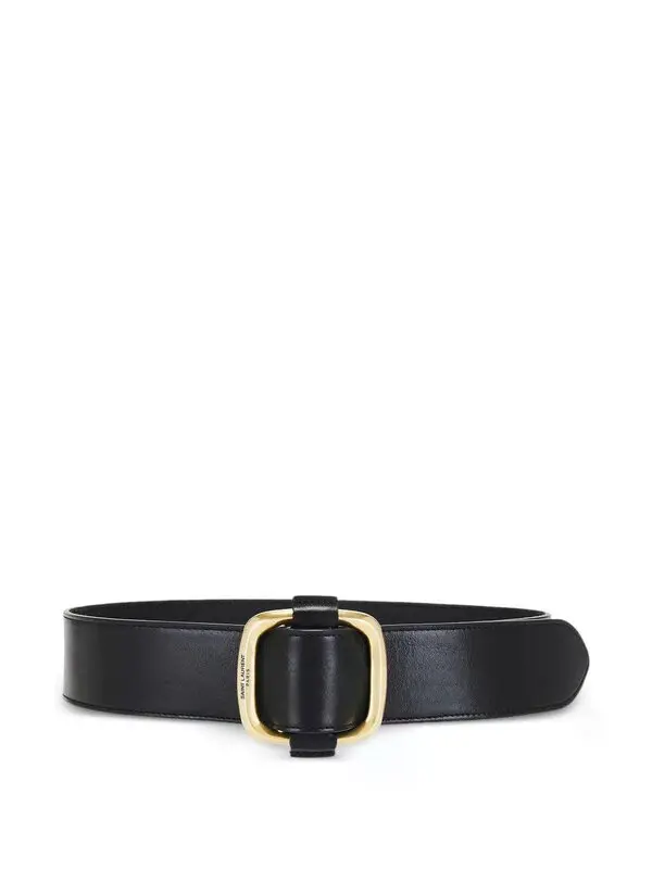 Saint Laurent Square-buckle Leather Belt - Black