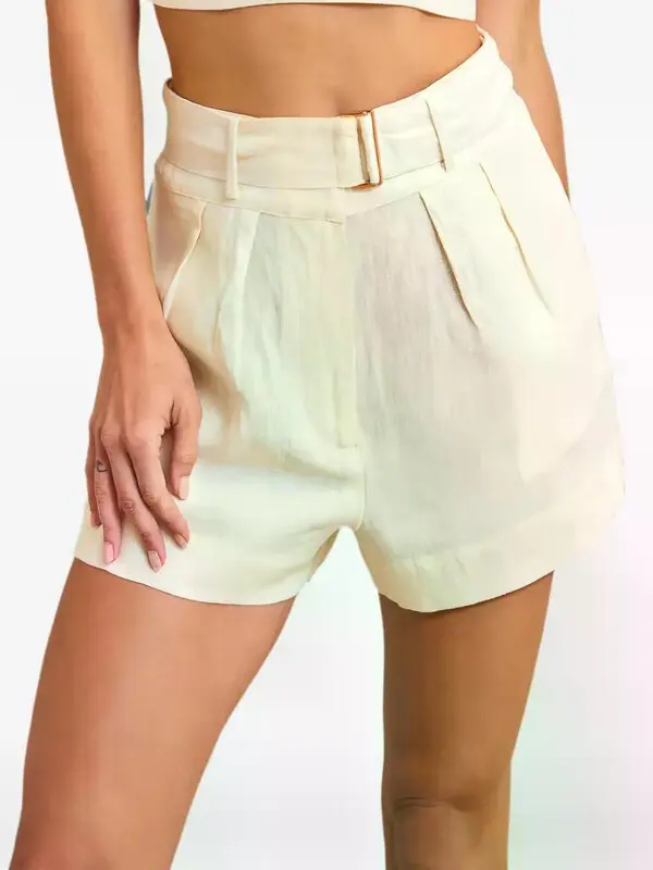 HEVRON Zinna Belted Pleated Shorts - Neutrals