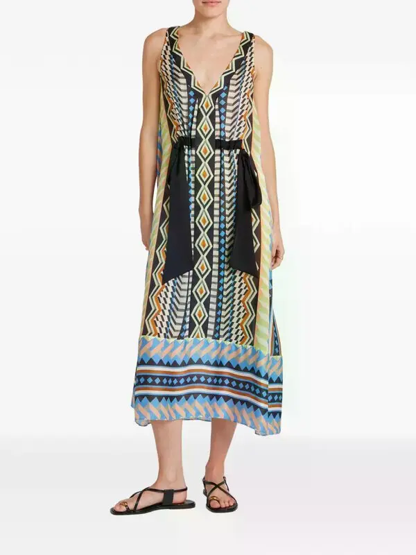 TEMPERLEY LONDON Geometric Print V-neck Dress - Black