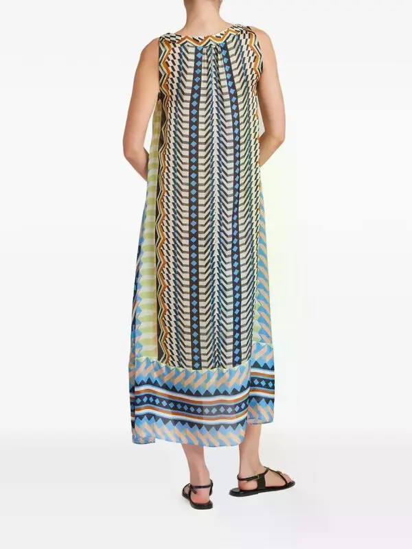 TEMPERLEY LONDON Geometric Print V-neck Dress - Black