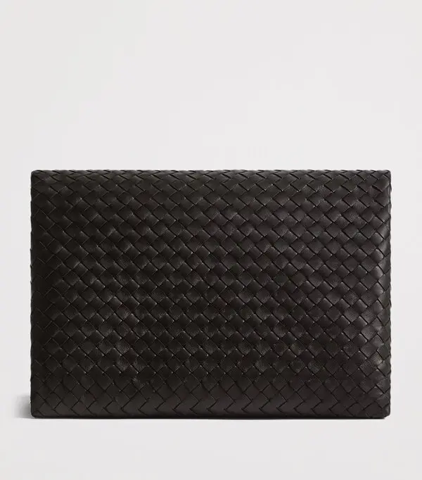 Bottega Veneta Leather Giornale Pouch - Brown
