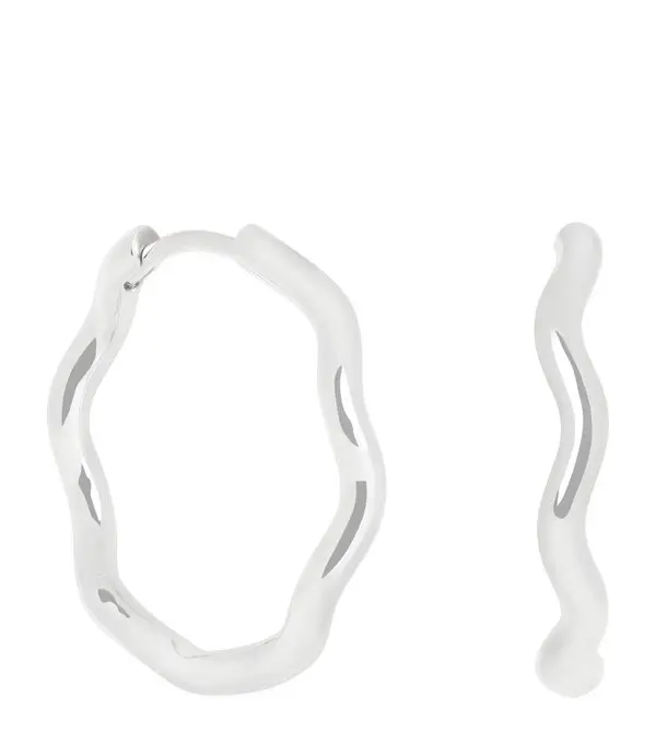 ASTRID & MIYU Rhodium-plated Sterling Ripple Hoop Earrings - Silver