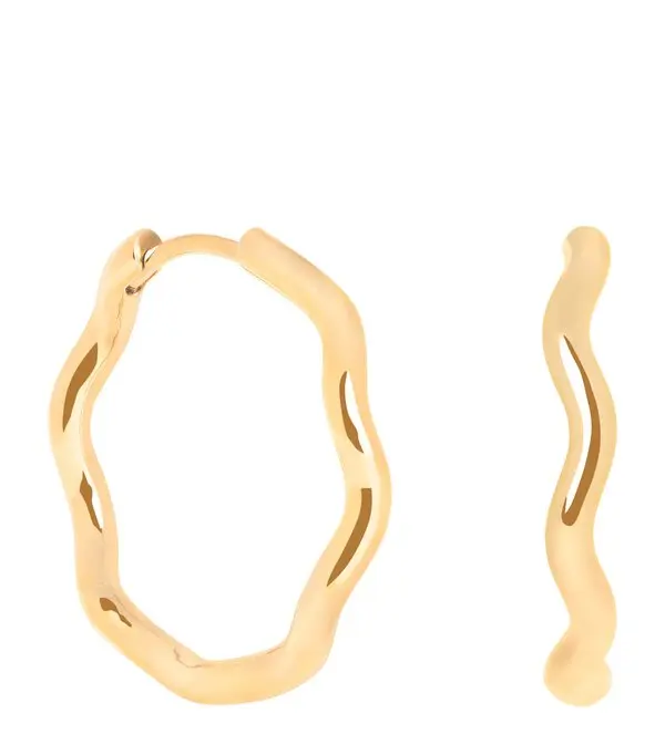 ASTRID & MIYU Plated Sterling Silver Ripple Hoop Earrings - Gold