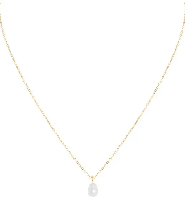 ASTRID & MIYU Plated Sterling Silver And Pearl Pendant Necklace - Gold