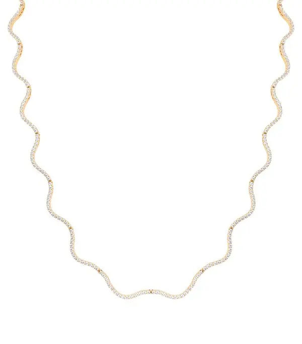 ASTRID & MIYU Plated Ripple Tennis Necklace - Gold