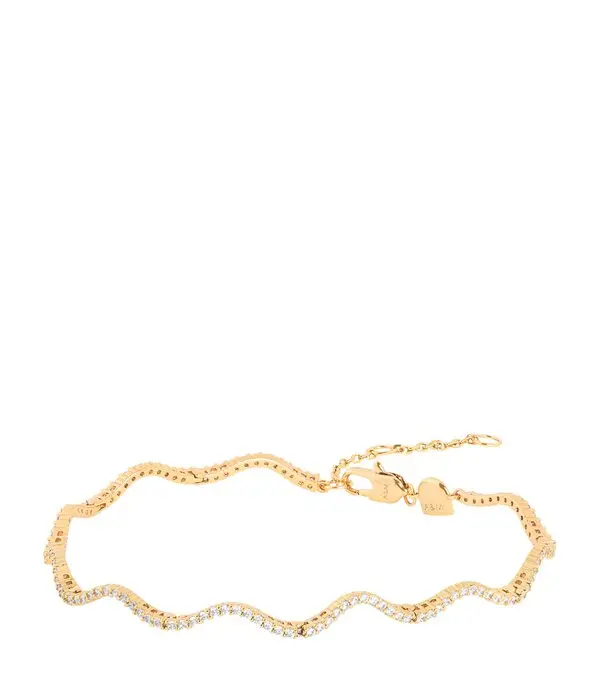 ASTRID & MIYU Plated Ripple Tennis Bracelet - Gold