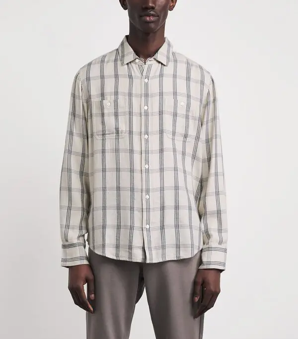 Paige Cotton-blend Check Everett Shirt - Blue