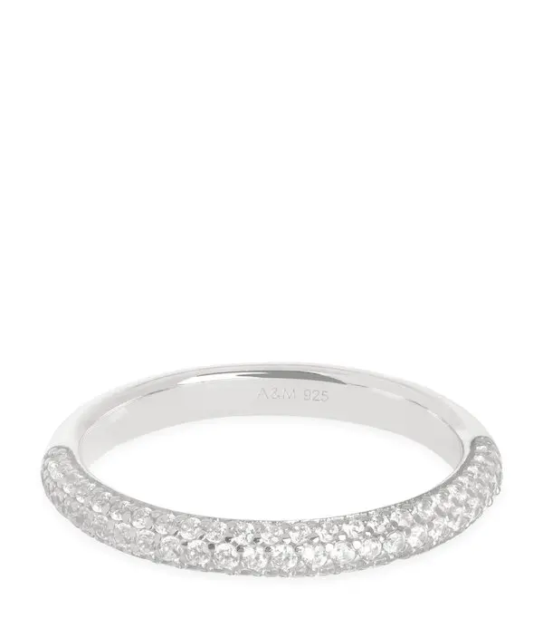 ASTRID & MIYU Rhodium-plated Pavé Ring - Silver