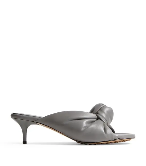 Bottega Veneta Leather Knot Mules - Grey