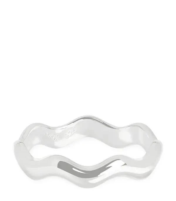 ASTRID & MIYU Rhodium-plated Sterling Ripple Ring - Silver